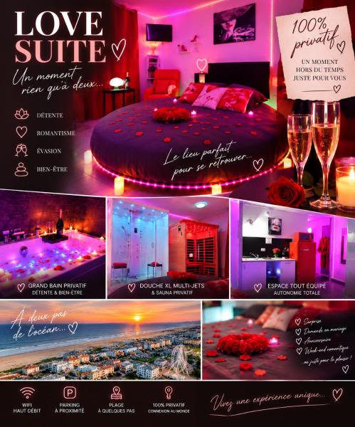 Love Room à Deux Pas De L'océan Avec Hammam, Sauna Et Bain à 2 Surprise Garantie - Biscarrosse