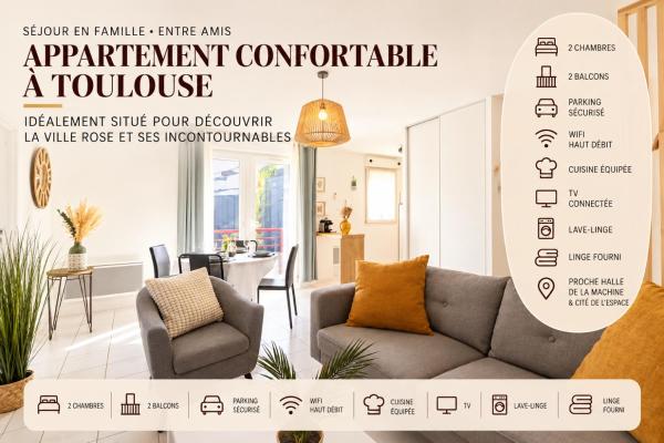 L'envolée - Appartement Entier Avec Balcon & Parking Privé - Socozy - Saint-Orens-de-Gameville
