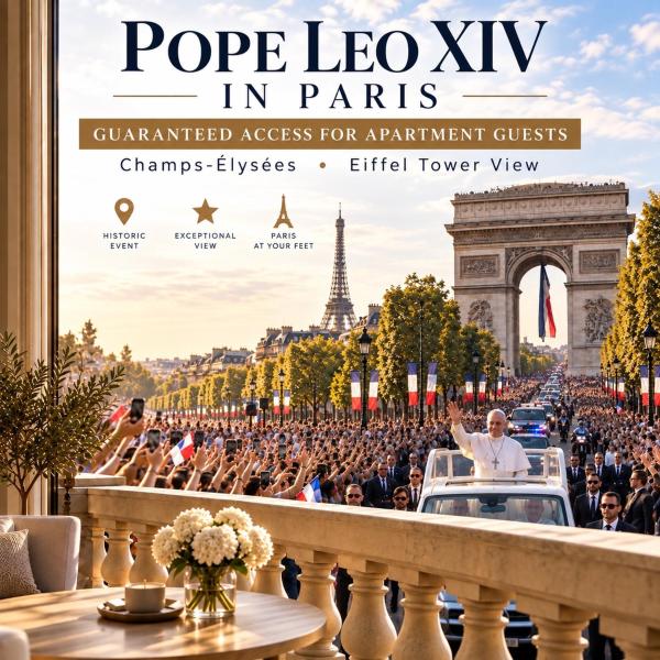 Pope Leo Xiv Champs-elysees View - Arc De Triomphe - Eiffel Tower - Clichy