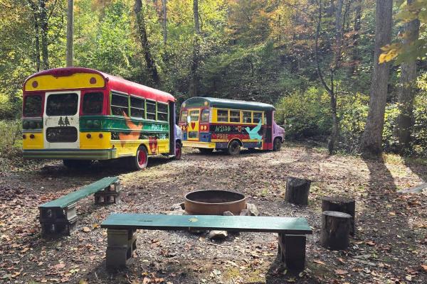 C1 Bohemian Bus Retreat Two Vintage Buses - West Virginia