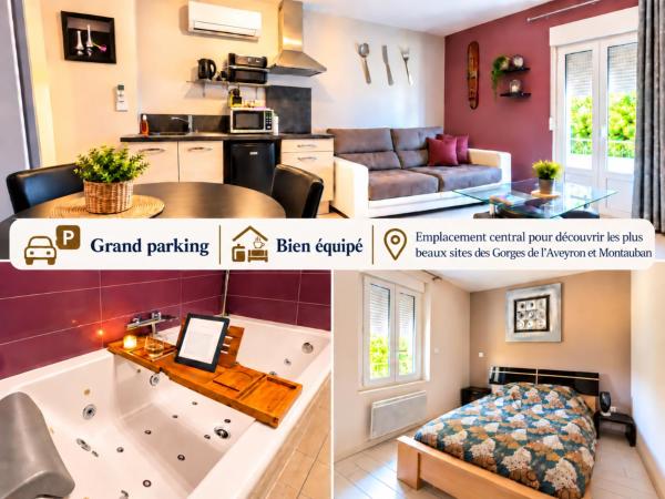 Cosy Appart 2 Chambres -Balnéo-parking- - Saint-Antonin-Noble-Val