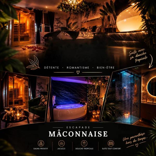 Spa-sauna-ciel De Pluie Tropicale-crémant- Nuit Romantique - Escapade Mâconnaise - Mâcon