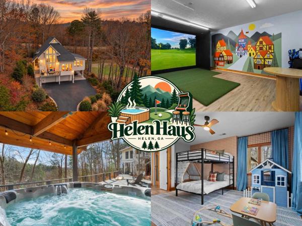 Helen Haus Golf Sim & Hot Tub Theater Retreat - Helen, GA
