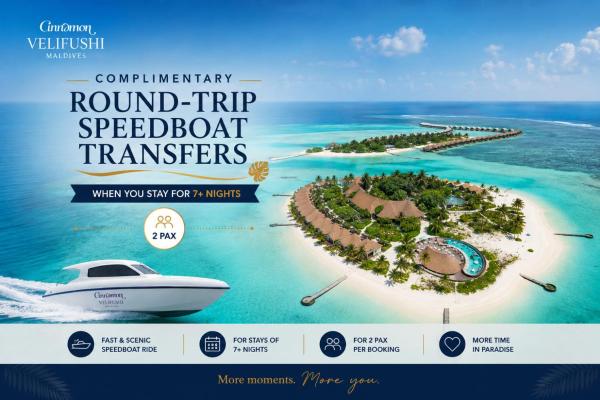 Cinnamon Velifushi Maldives - Complimentary Speedboat Return For 2 Pax On 7 Nights Or More Stays Valid To 31 Oct 2027 & Up To 2 Kids Stay Free - Malediven