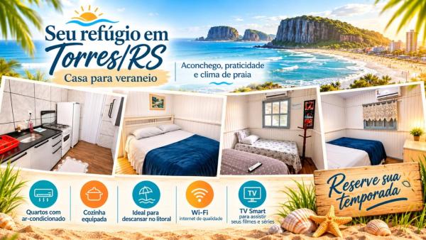 Casa De 2 Quartos Com 2 Ares-condicionados Em Torres-rs - Na Mais Bela Praia Gaúcha - Cozinha - Banheiro - Tv Smart 32 E Wi-fi - Estacionamento - Anfitriã Superhost No Bnb - Torres, Brasil