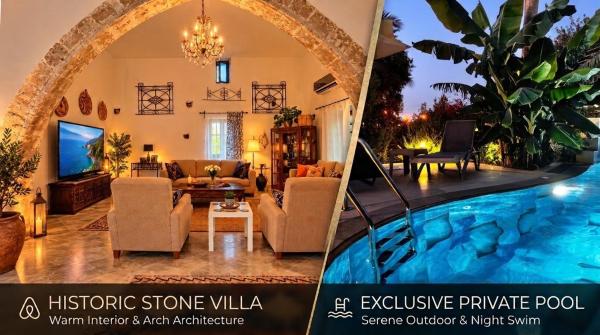 Historic Stone Villa With Private Pool, Garden & Full Sea View - 키프로스